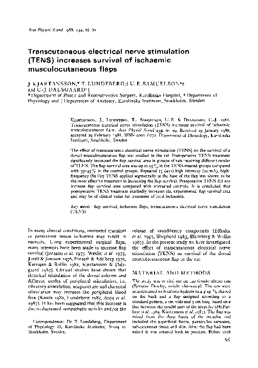 (PDF) Transcutaneous electrical nerve stimulation (TENS) increases survival of ischaemic ...