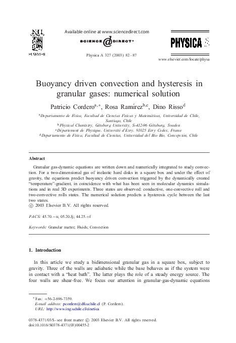 (PDF) Buoyancy driven convection and hysteresis in granular gases ...