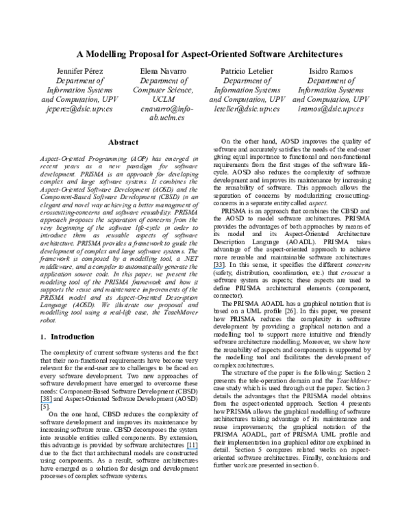(PDF) A Modelling Proposal for Aspect-Oriented Software Architectures