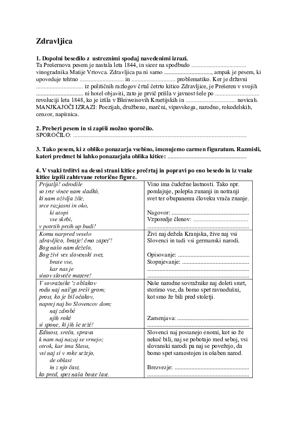 (PDF) Zdravljica (The Toast)