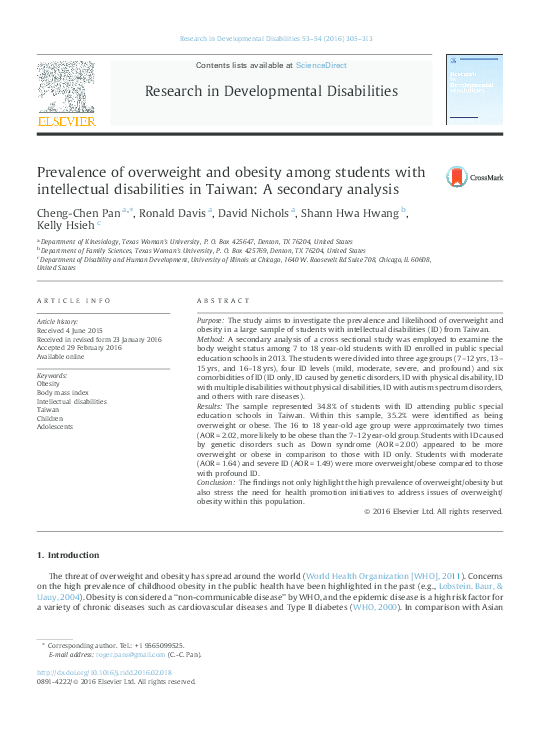 (PDF) Prevalence of overweight and obesity among students with ...