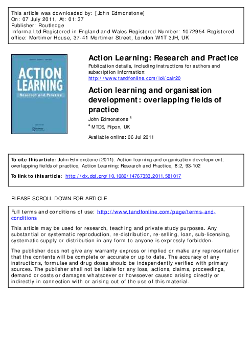 (PDF) Action learning and organisation development: overlapping fields of practice