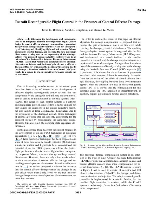 (PDF) Retrofit reconfigurable flight control in the presence of control effector damage