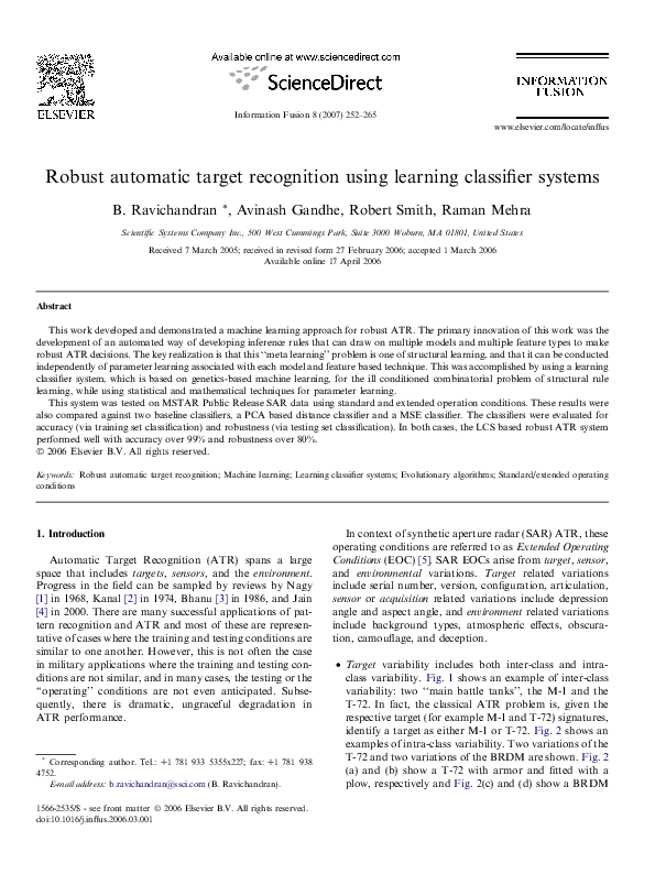 (PDF) Robust automatic target recognition using learning classifier systems