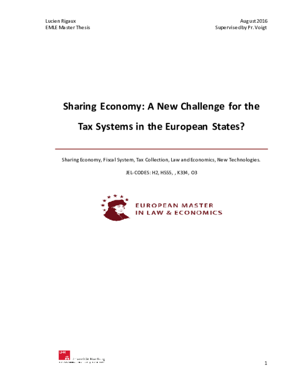 (PDF) Sharing Economy: A New Challenge for the Tax Systems in the ...