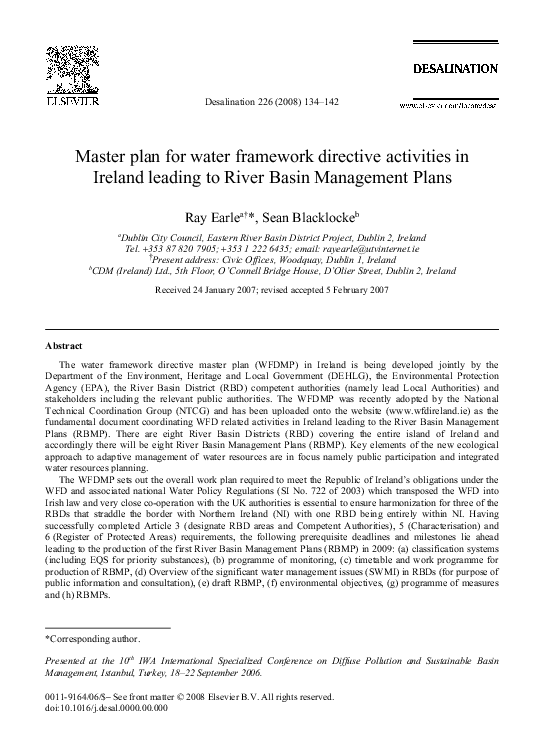 (PDF) Master plan for water framework directive activities in Ireland ...