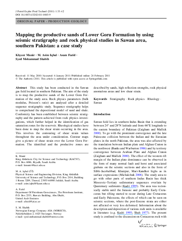 (PDF) Mapping the productive sands of Lower Goru Formation by using ...