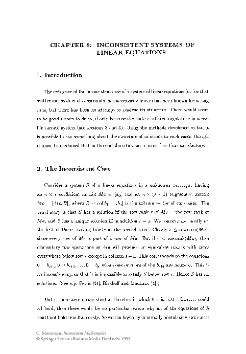 (PDF) Inconsistent Systems of Linear Equations