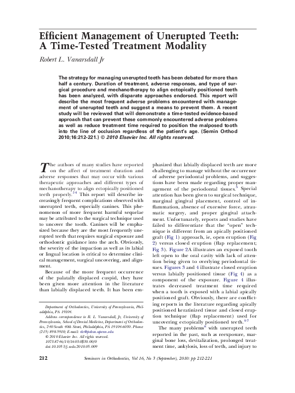 (PDF) Efficient Management of Unerupted Teeth: A Time-Tested Treatment ...