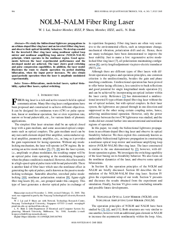(PDF) NOLM-NALM fiber ring laser