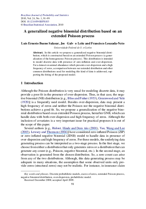(PDF) A generalized negative binomial distribution based on an extended ...