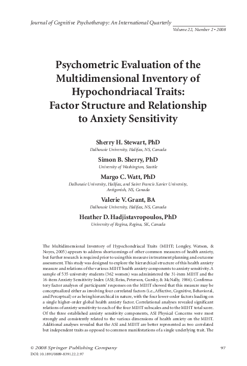 (PDF) Psychometric evaluation of the Multidimensional Inventory of ...