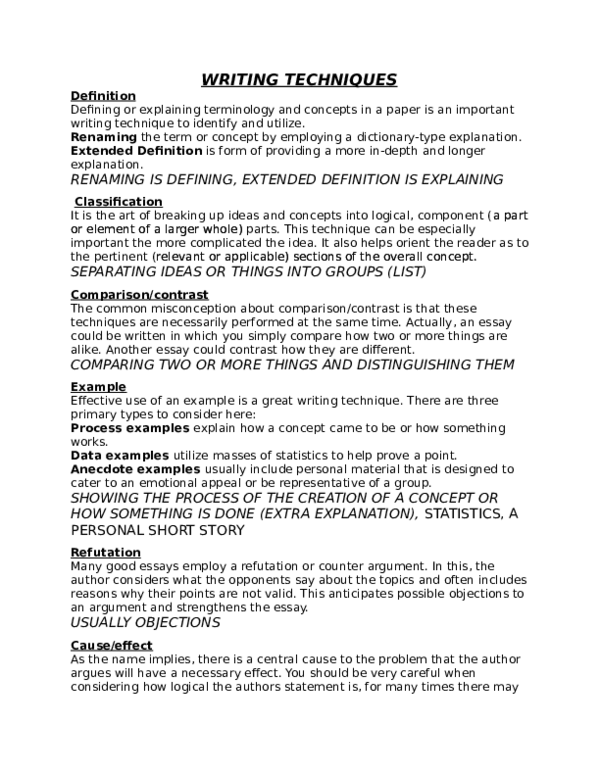 (DOC) WRITING TECHNIQUES