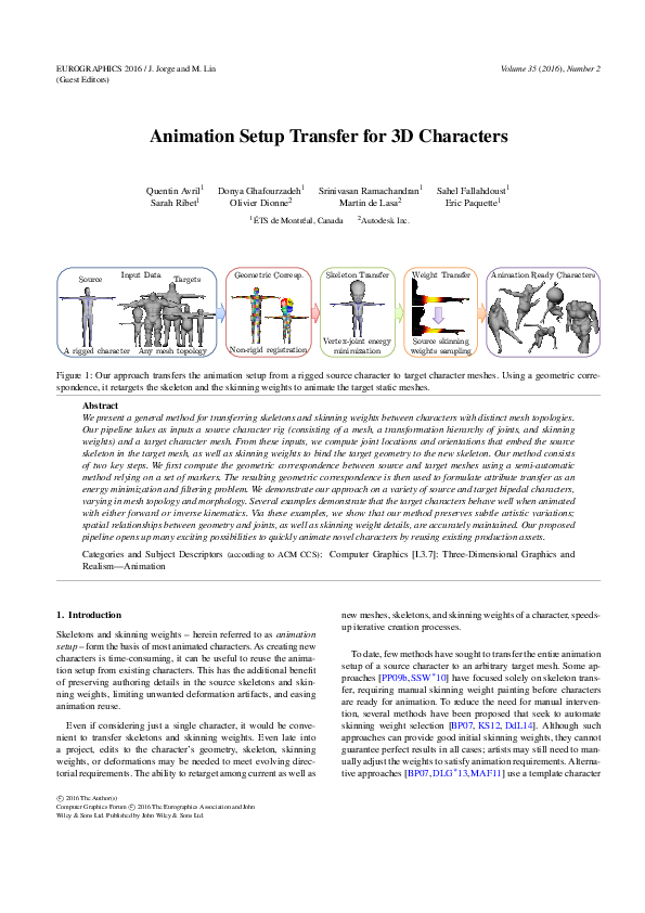 (PDF) Animation Setup Transfer for 3D Characters