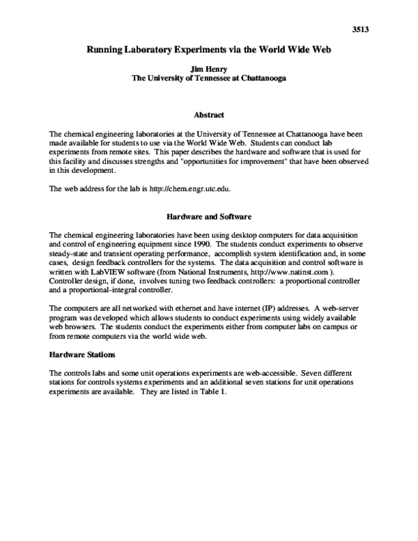 (PDF) Running Laboratory Experiments via the World Wide Web