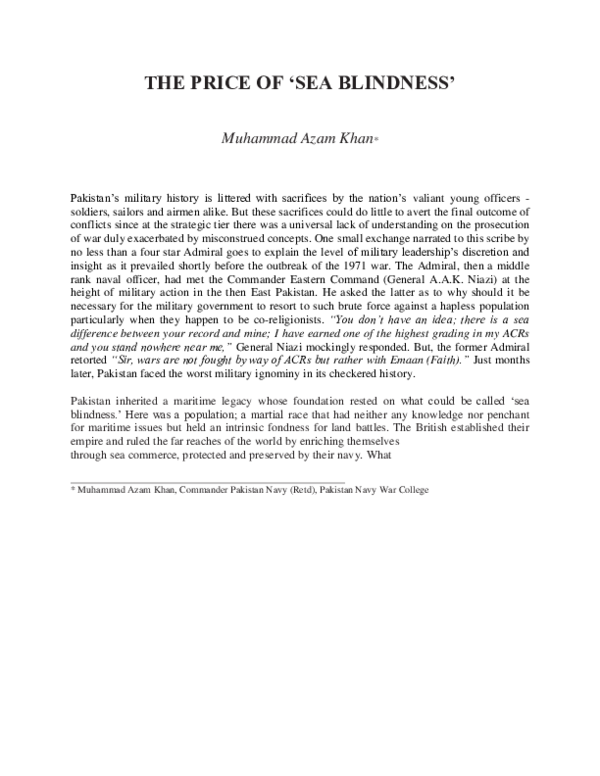 (PDF) THE PRICE OF 'SEA BLINDNESS'