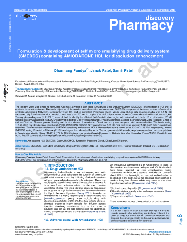 (PDF) Formulation & development of self micro emulsifying drug delivery ...