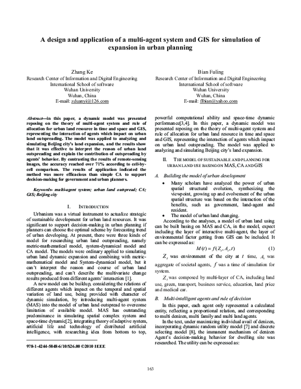 Pdf A Design And Application Of A Multi Agent System And Gis For Simulation Of Expansion In