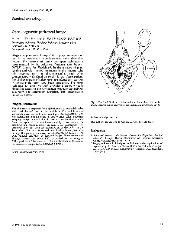 (PDF) Open diagnostic peritoneal lavage