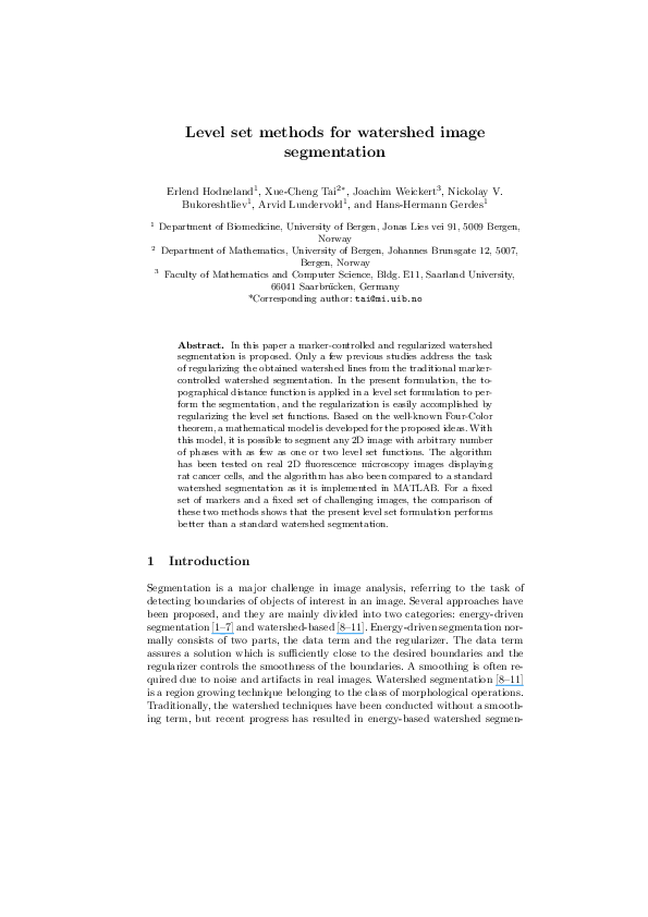 (PDF) Level Set Methods for Watershed Image Segmentation