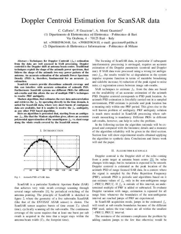 (PDF) Doppler centroid estimation for ScanSAR data