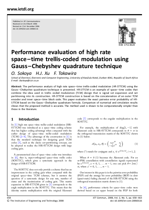Pdf Performance Evaluation Of High Rate Space Time Trellis Coded