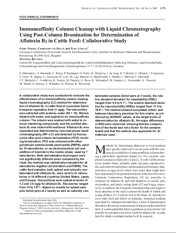 (PDF) Immunoaffinity Col umn Cleanup with Liq uid Chro ma tog ra phy Us ...