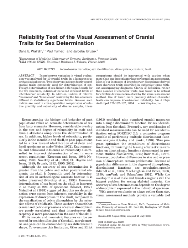 (PDF) Reliability test of the visual assessment of cranial traits for ...