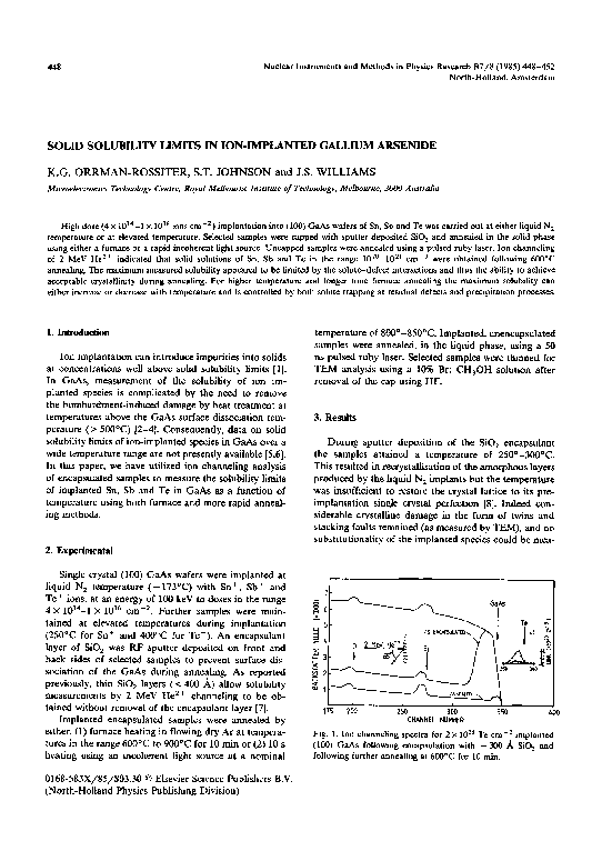 (PDF) Solid solubility limits in ion-implanted gallium arsenide