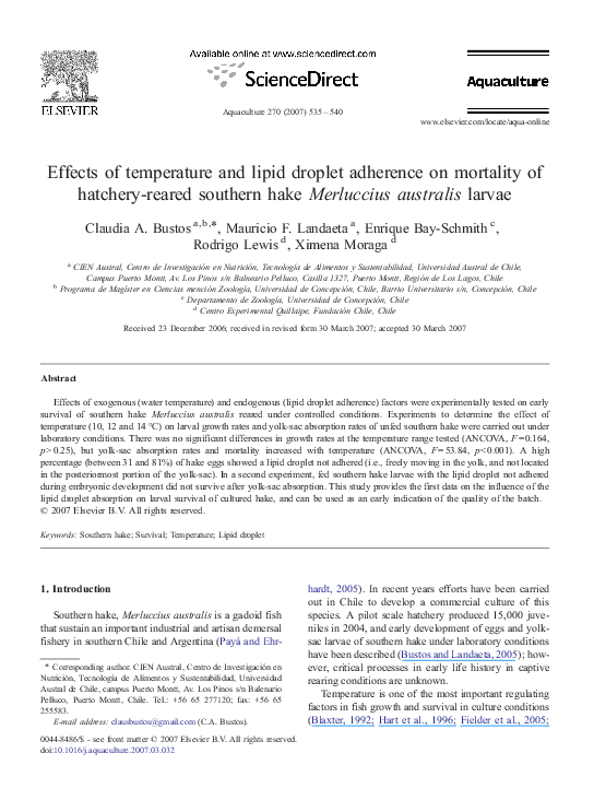 (PDF) Effects of temperature and lipid droplet adherence on mortality ...