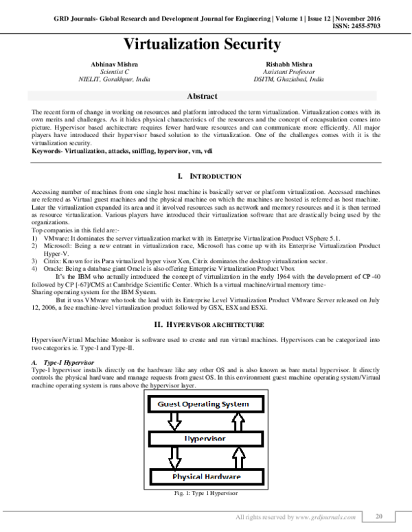 (PDF) Virtualization Security