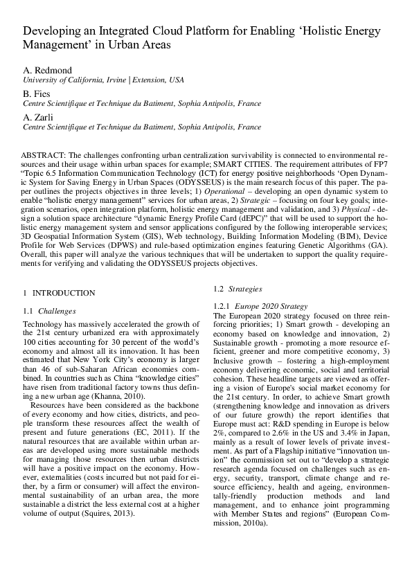 (PDF) Developing an Integrated Cloud Platform for Enabling ‘Holistic Energy Management’ in Urban ...