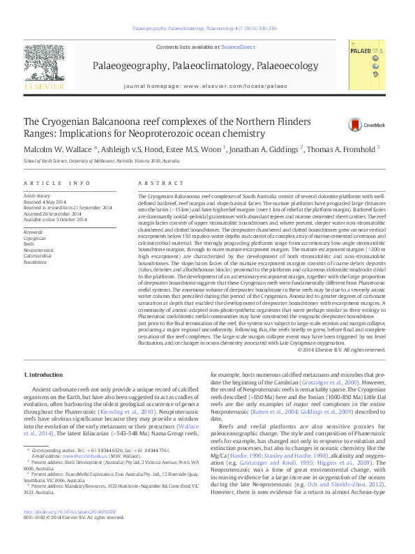 (PDF) The Cryogenian Balcanoona reef complexes of the Northern Flinders ...