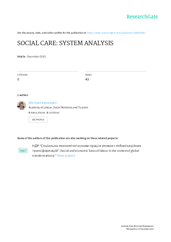 (PDF) SOCIAL CARE: SYSTEM ANALYSIS