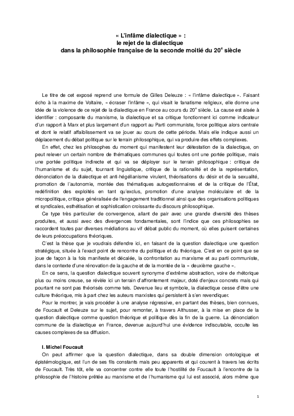 (DOC) "L'infâme dialectique" : le rejet de la dialectique dans la ...