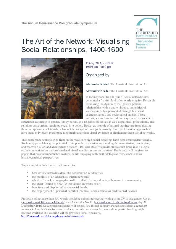 (PDF) The Art of the Network: Visualising Social Relationships, 1400-1600