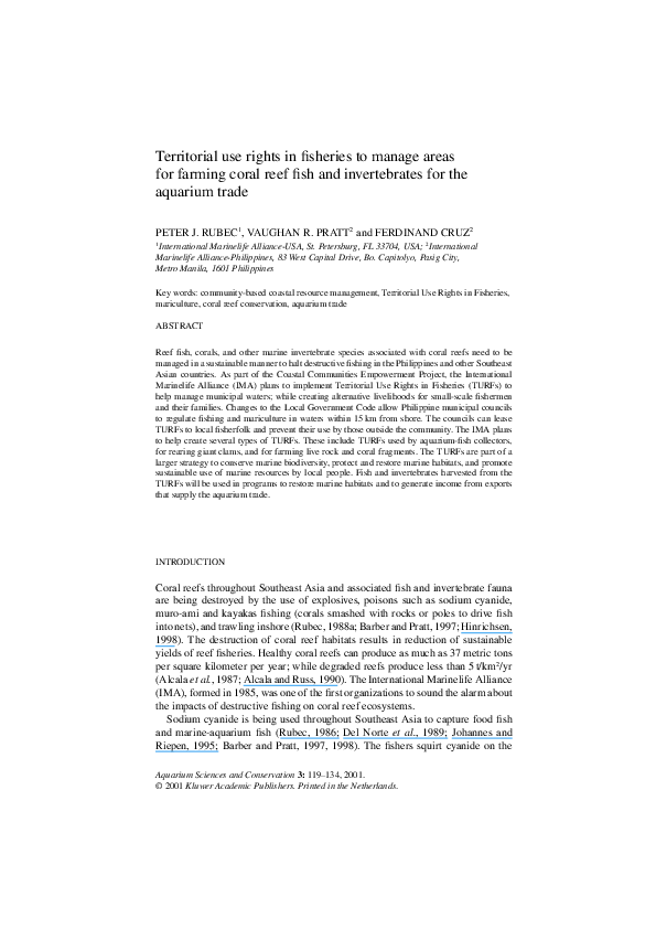 (PDF) Territorial Use Rights in Fisheries to Manage Areas for Farming ...