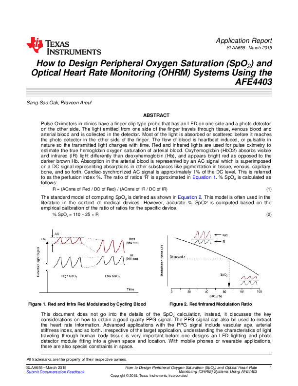 (PDF) How to Design Peripheral Oxygen Saturation (SpO 2 ) and Optical ...