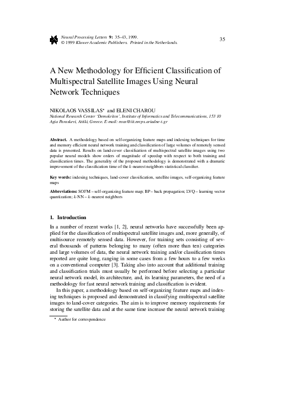 Pdf A New Methodology For Efficient Classification Of Multispectral Satellite Images Using