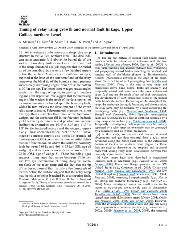(PDF) Timing of relay ramp growth and normal fault linkage, Upper ...
