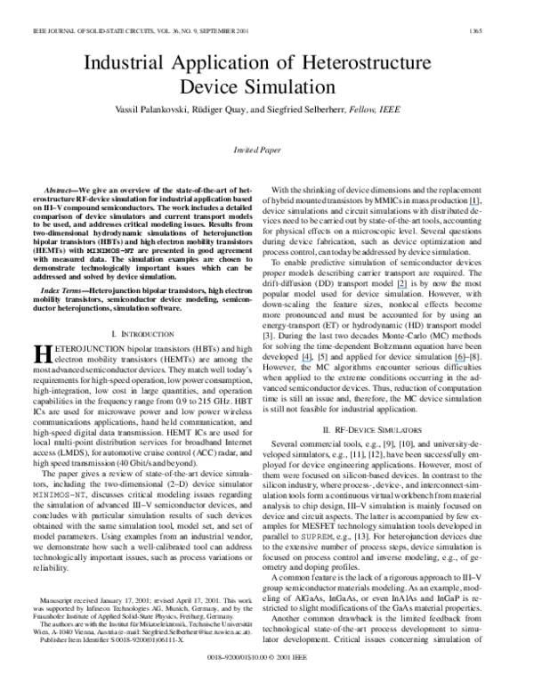 (PDF) Industrial application of heterostructure device simulation