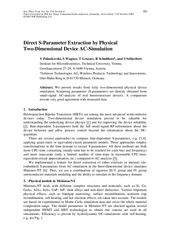 Direct S-parameter extraction by physical two-dimensional device AC ...
