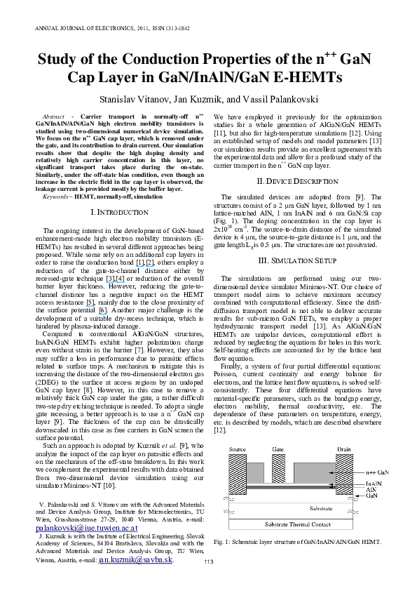 (PDF) Study of the Conduction Properties of the n GaN Cap Layer in GaN ...