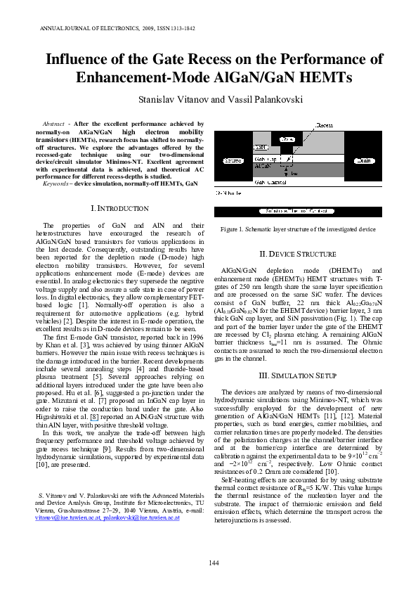 (PDF) Influence of the Gate Recess on the Performance of Enhancement-Mode AlGaN/GaN HEMTs