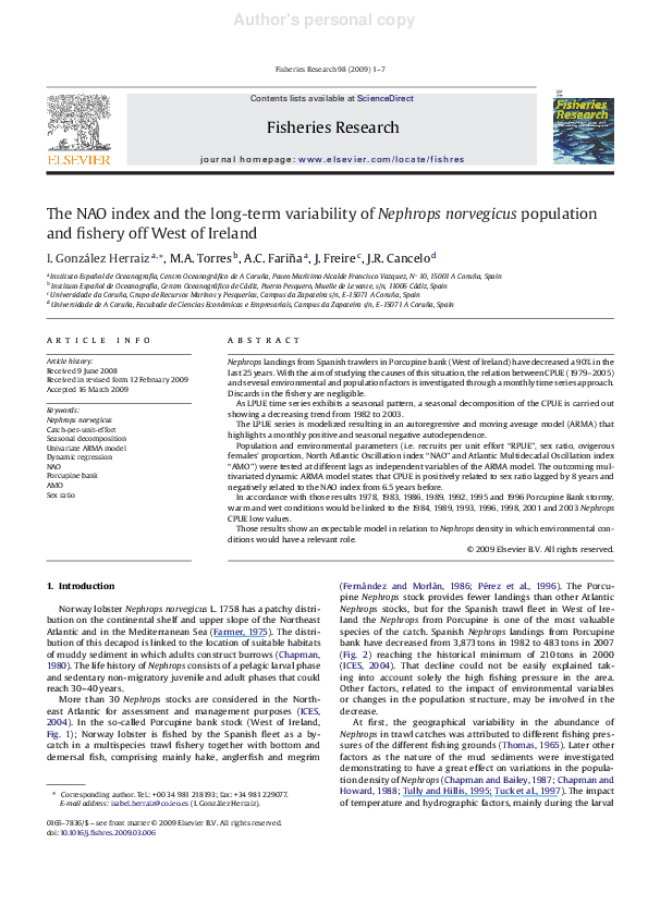 (PDF) The NAO index and the long-term variability of Nephrops ...