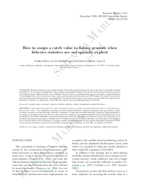 (PDF) How to assign a catch value to fishing grounds when fisheries ...