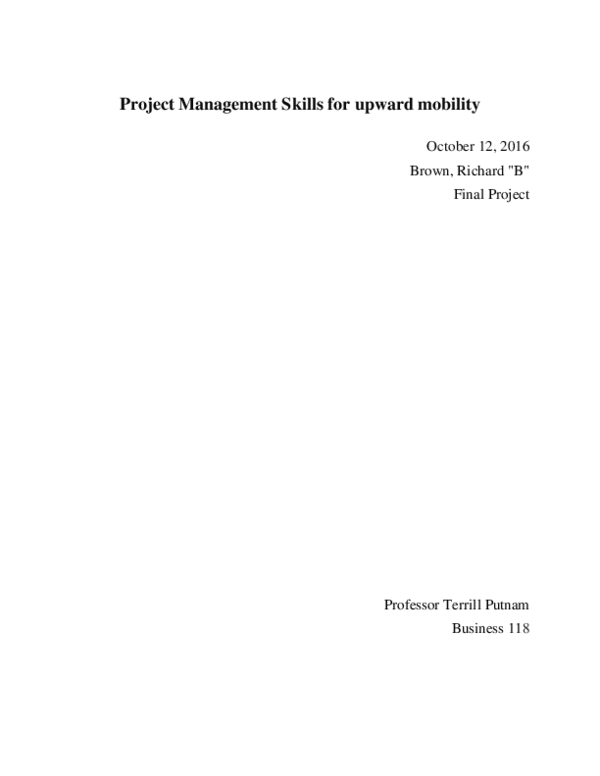 (PDF) Project Management Skills for upward mobility