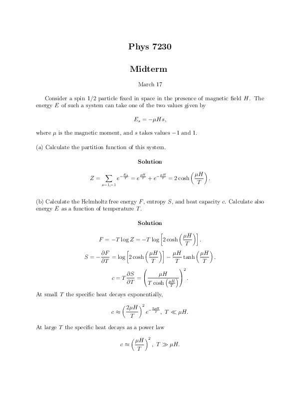(PDF) problem in statistical mechanics