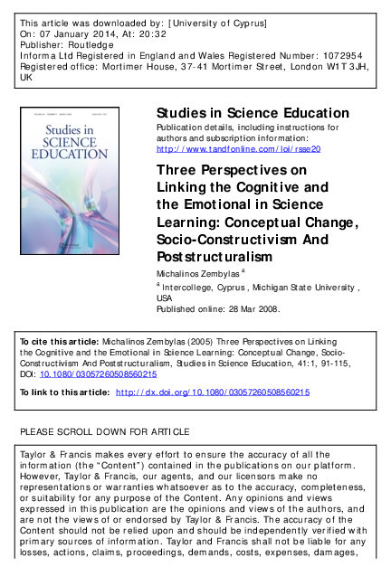 (PDF) Three Perspectives on Linking the Cognitive and the Emotional in Science Learning ...