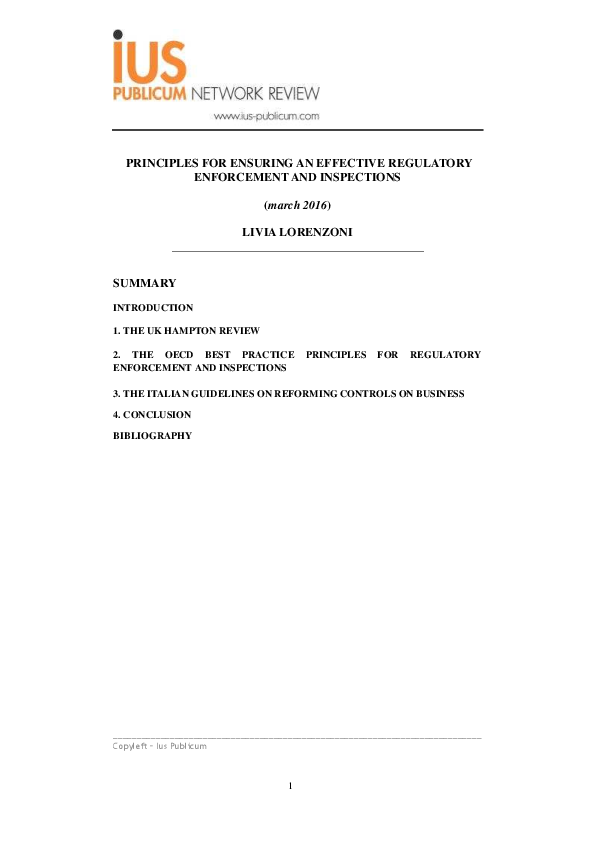 (PDF) Principles for ensuring an effective regulatory enforcement and ...